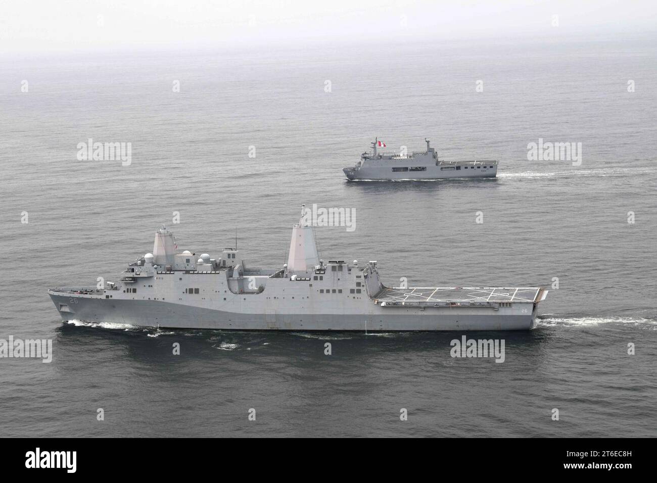 USS John P. Murtha (LPD 26) and the Peruvian navy landing platform dock ...