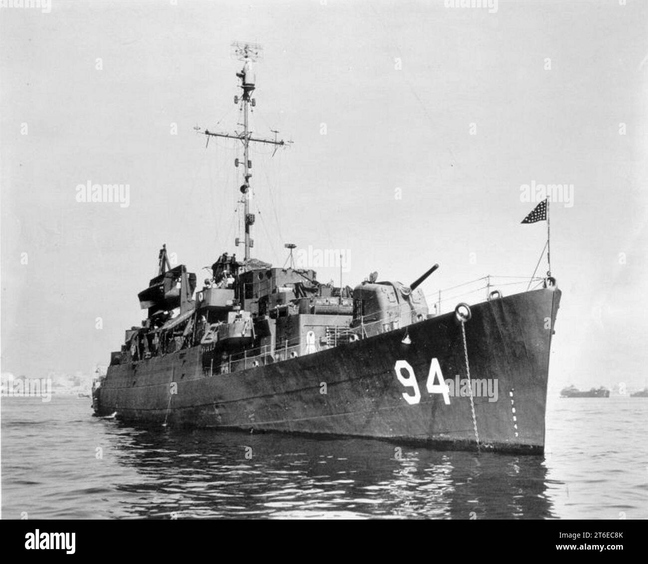 USS John Q. Roberts (APD-94) at anchor, circa in 1945 Stock Photo - Alamy