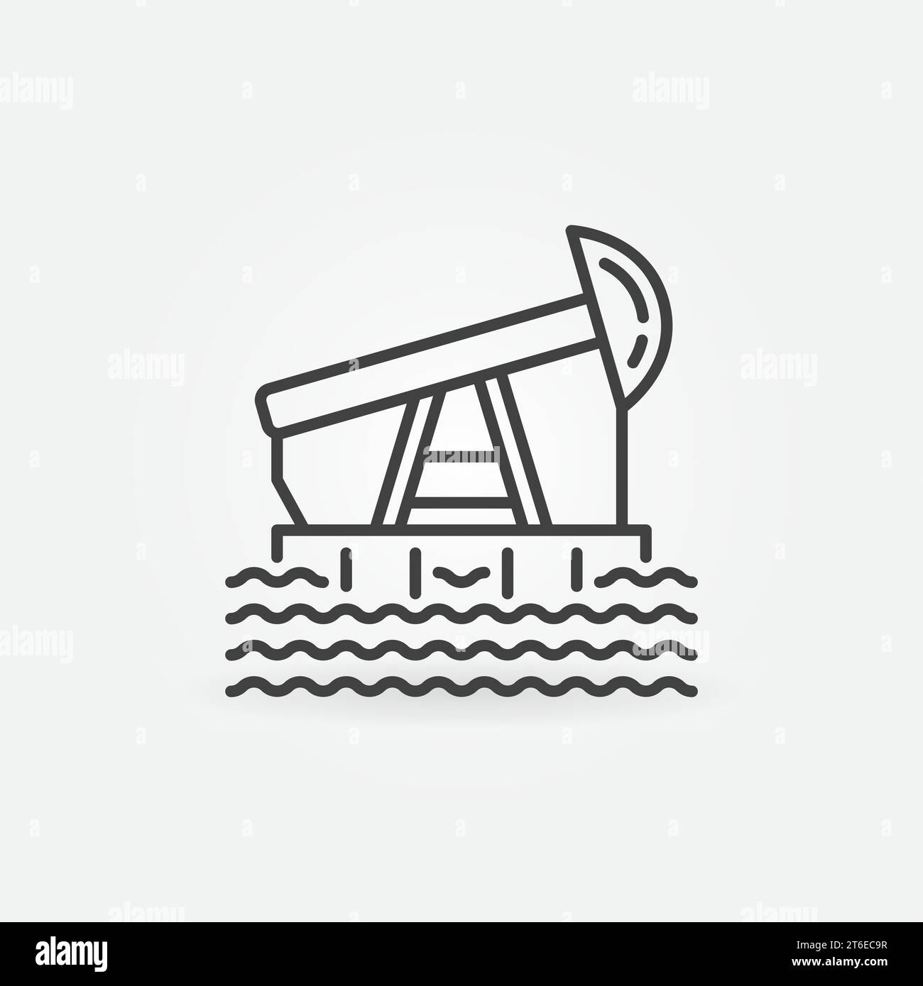 Offshore Platform in Ocean outline icon. Vector thin line Oil Rig ...