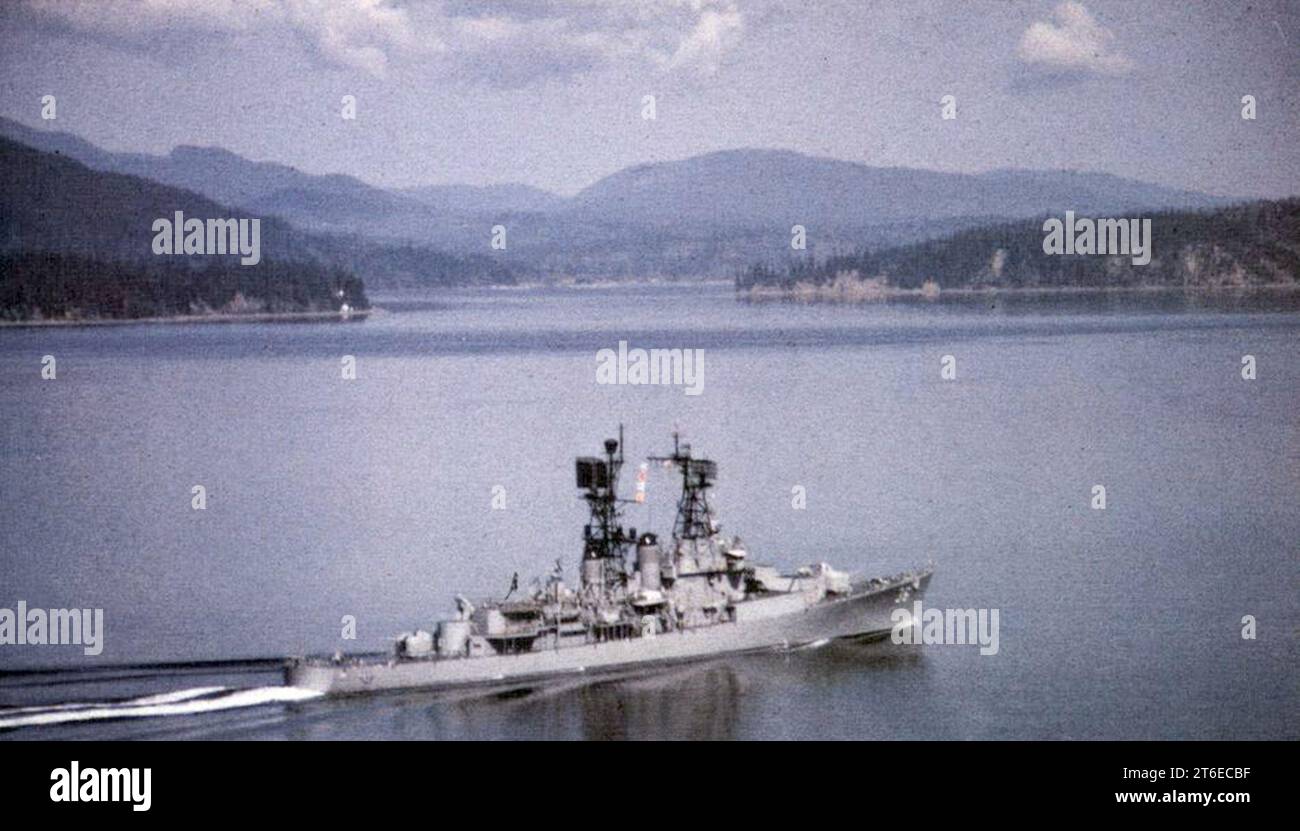 USS John S. McCain (DDG-36) underway off shore, circa in 1970 Stock ...