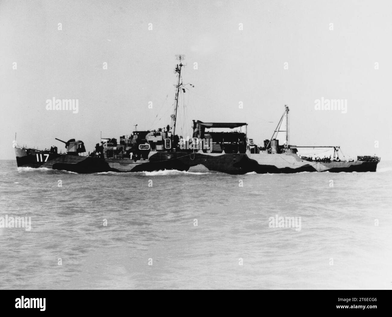 USS Joseph M. Auman (APD-117) underway off the coast of Texas (USA) on ...
