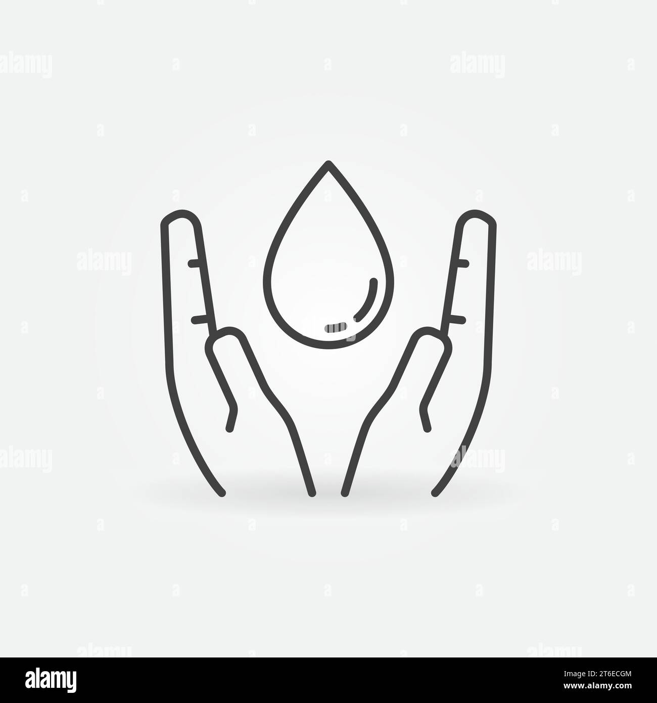 Water Drop in Human Hands vector concept icon or symbol in thin line ...