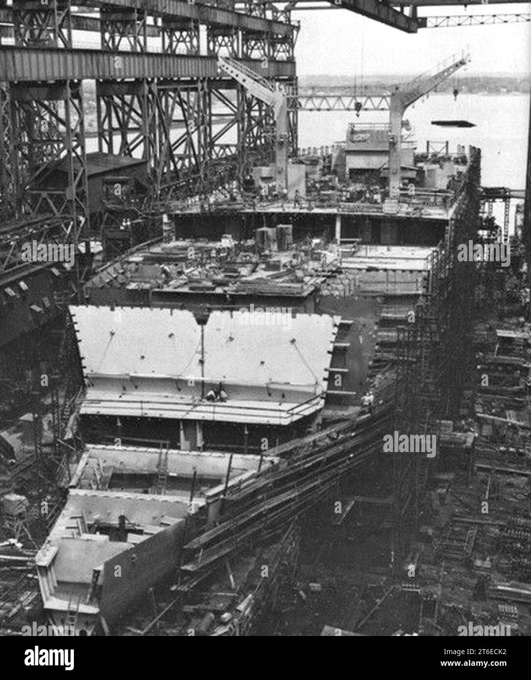 USS Kalamazoo (AOR-6) under construction at the Fore River Shipyard ...