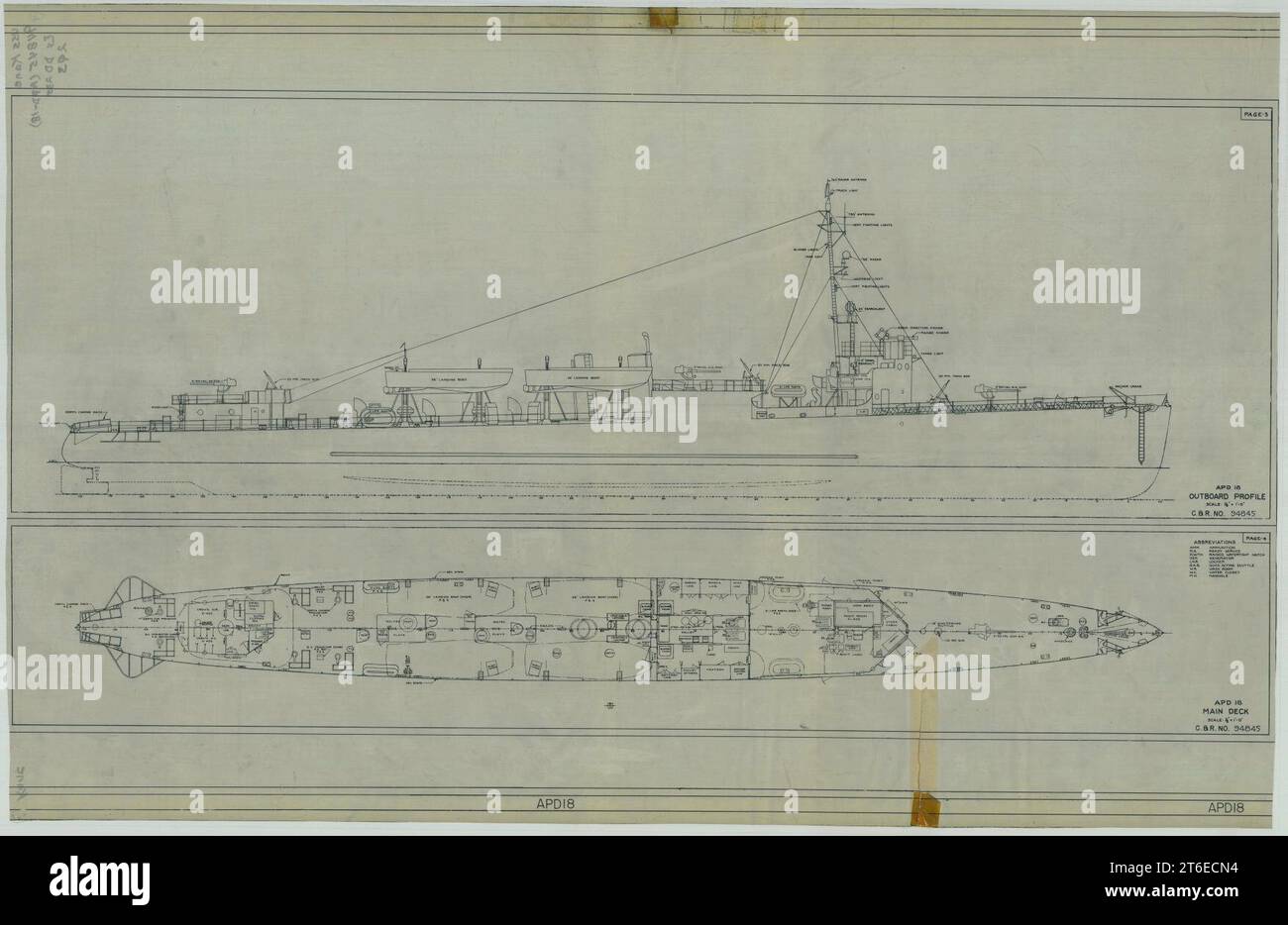 USS Kane (DD-235)- Outboard Profile, Main Deck Stock Photo - Alamy