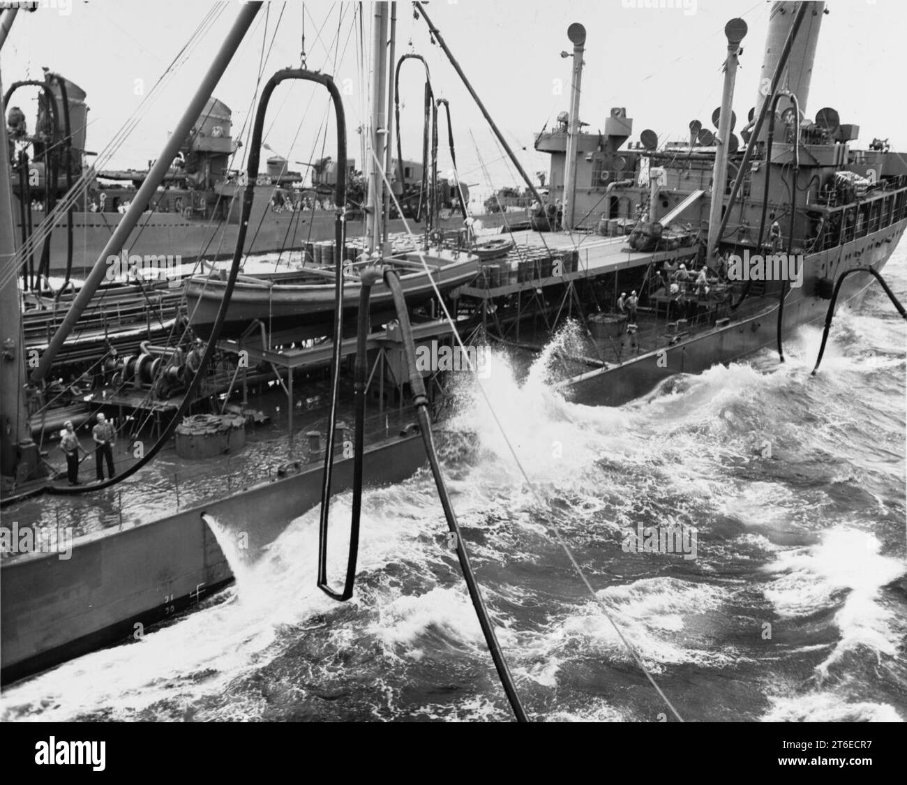 USS Kankakee (AO-39) refueling ships on 13 January 1944 Stock Photo - Alamy