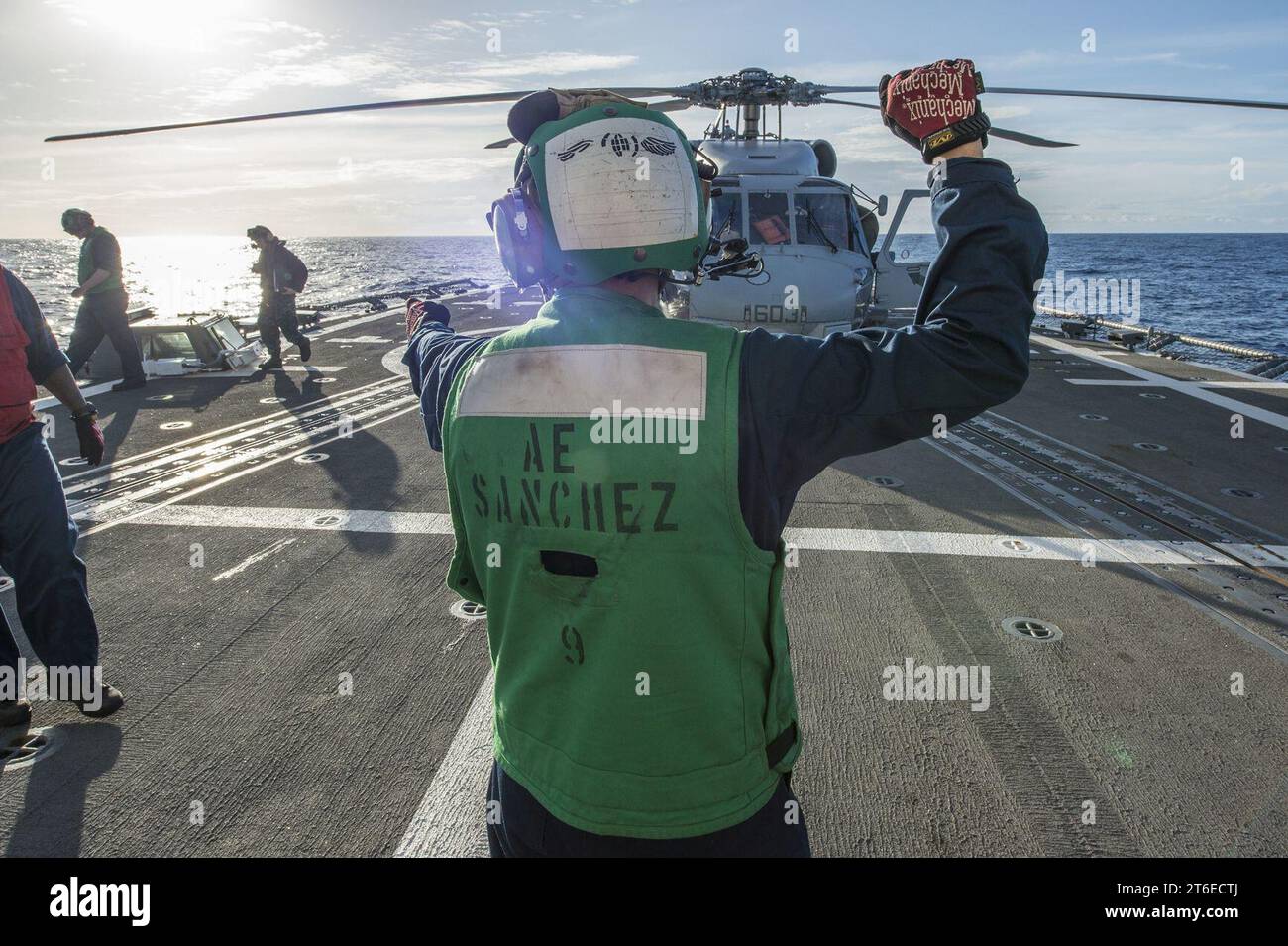 USS Kauffman flight quarters 150113 Stock Photo - Alamy