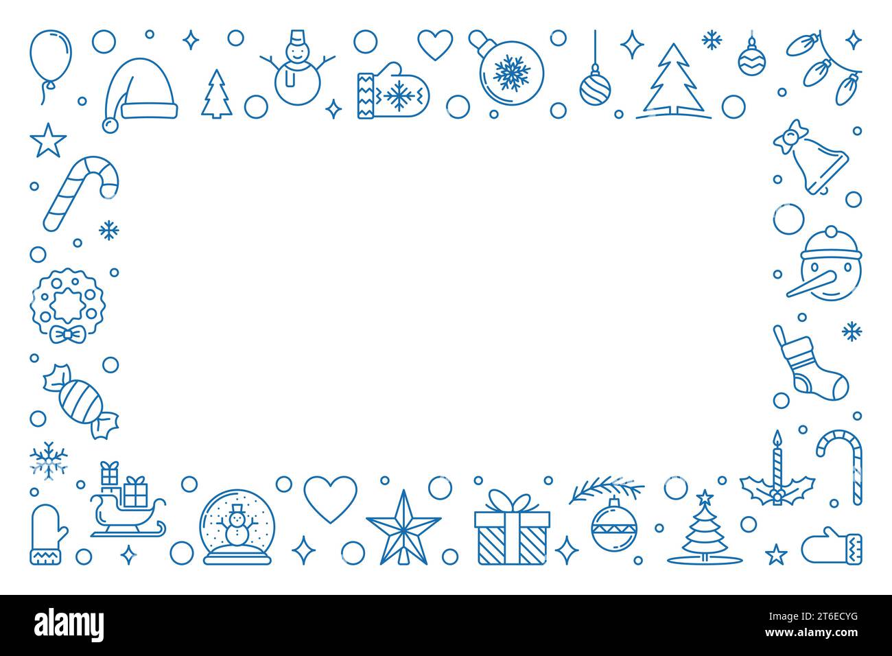 Merry Christmas Greeting Card with outline horizontal design - Vector ...