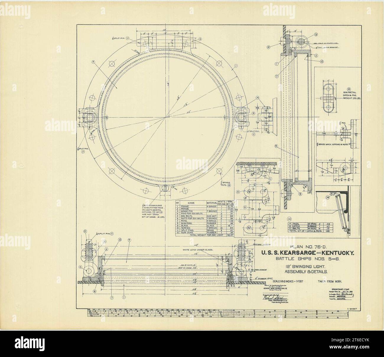 USS Kearsarge (BB-5) and USS Kentucky (BB-6)- 12'' Swinging List. Assembly and Details Stock ...