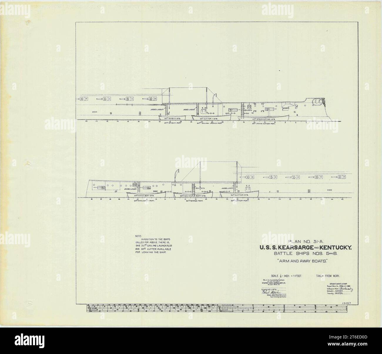 USS Kearsarge (BB-5) and USS Kentucky (BB-6)- Arm and Away Boats Stock Photo - Alamy