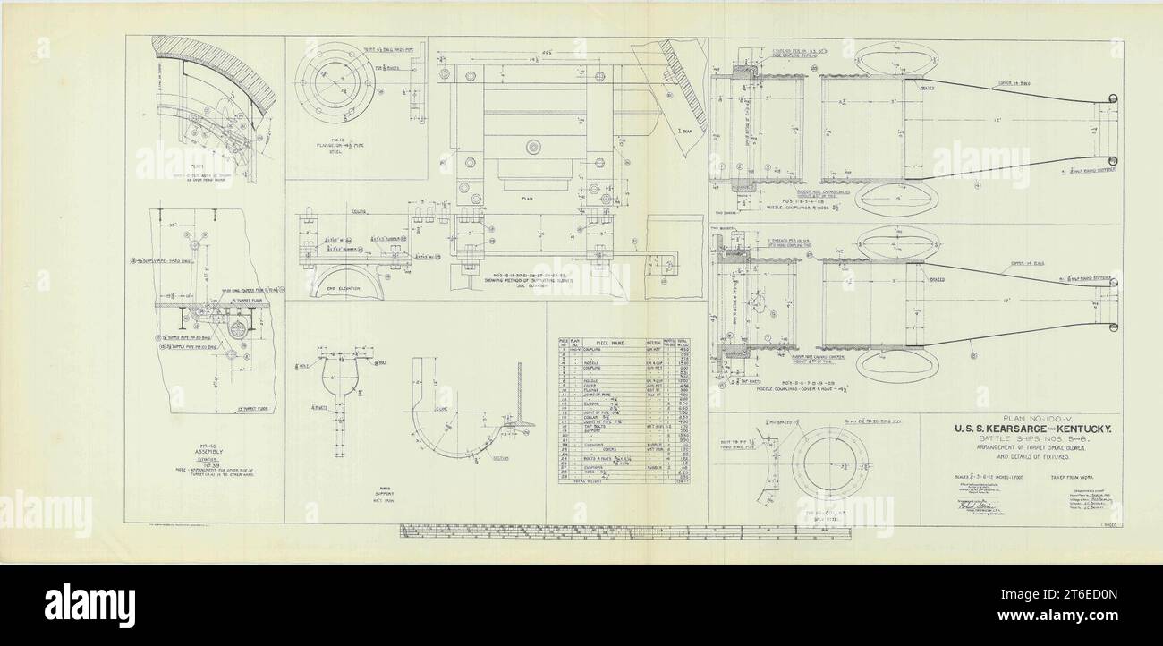 USS Kearsarge (BB-5) and USS Kentucky (BB-6)- Arrangement of Turret Smoke Blower and Details of ...