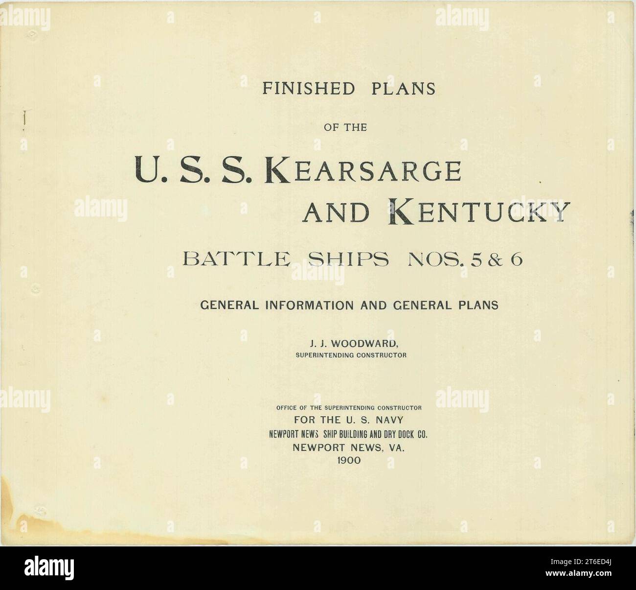 USS Kearsarge (BB-5) and USS Kentucky (BB-6)- Cover Sheet ''Finished Plans'', General ...