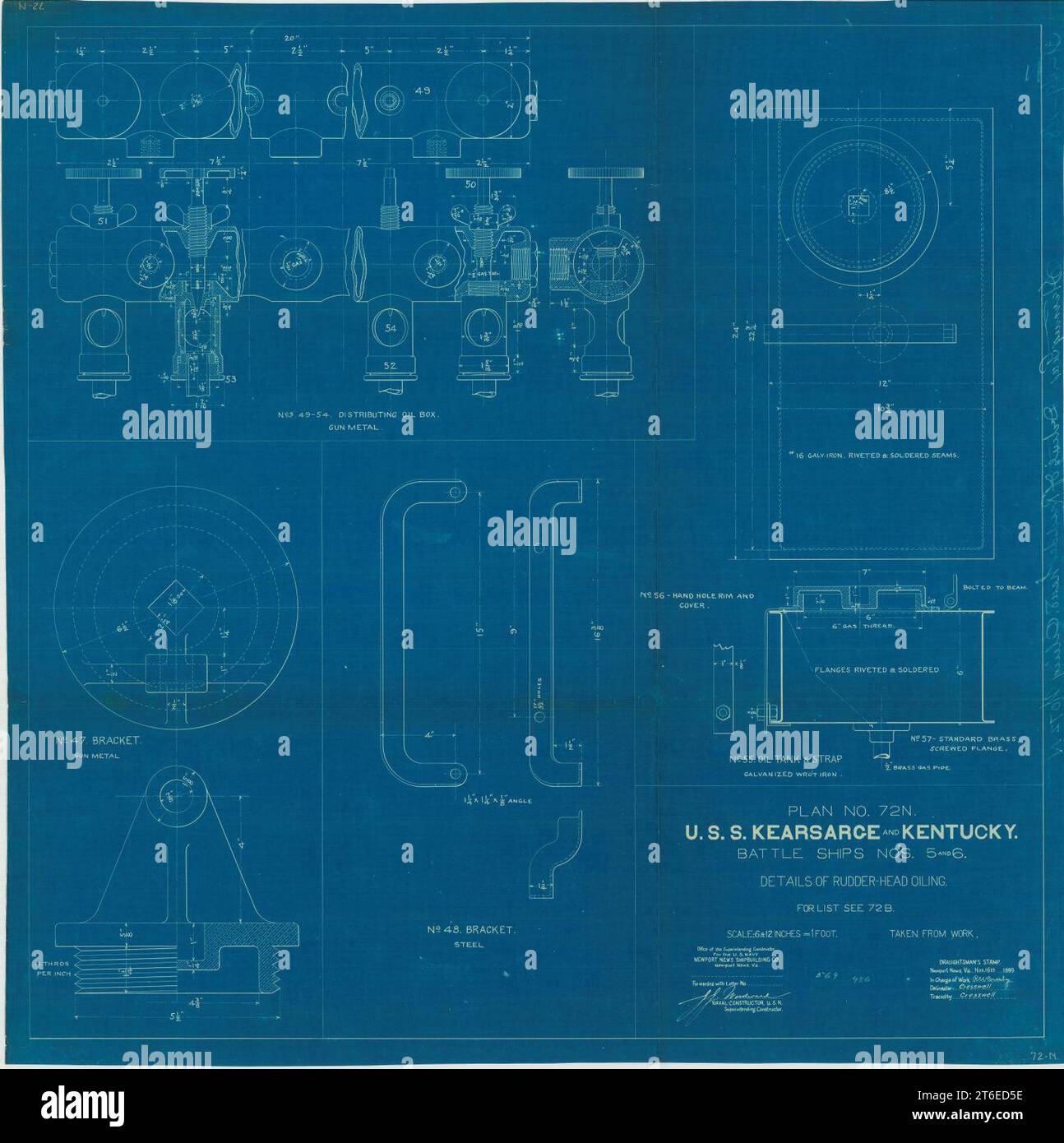 USS Kearsarge (BB-5) and USS Kentucky (BB-6)- Details of Rudder Head Oiling Stock Photo - Alamy