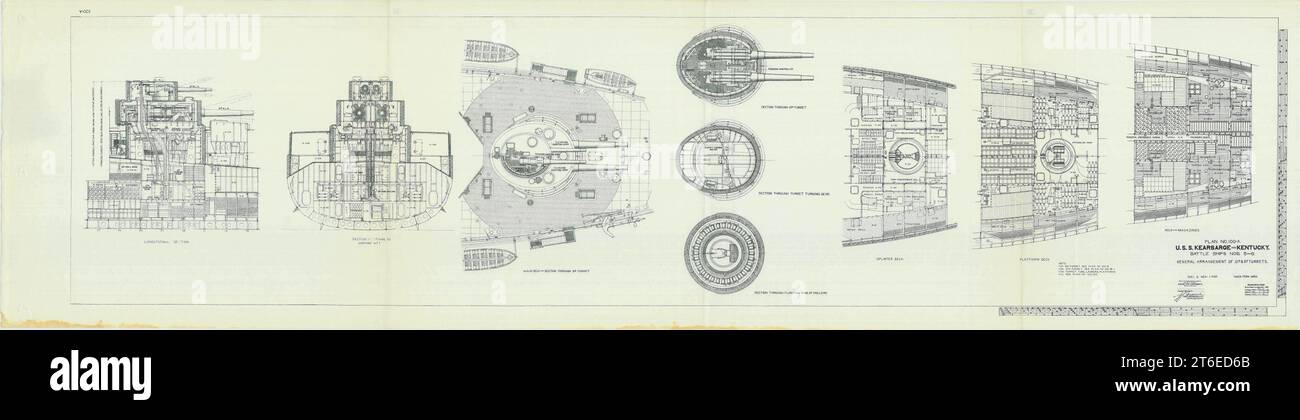 USS Kearsarge (BB-5) and USS Kentucky (BB-6)- General Arrangement of 13th and 8th Turrets Stock ...