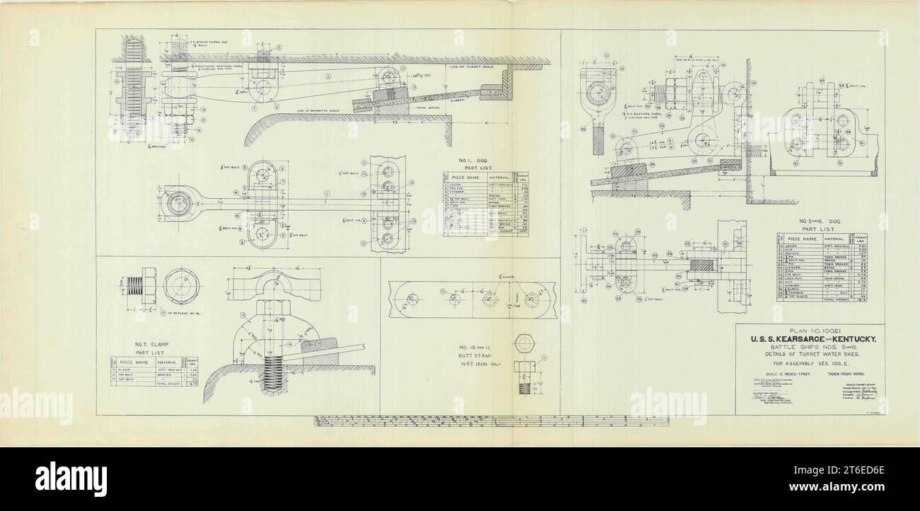USS Kearsarge (BB-5) and USS Kentucky (BB-6)- Details of Turret Water Shed Stock Photo - Alamy
