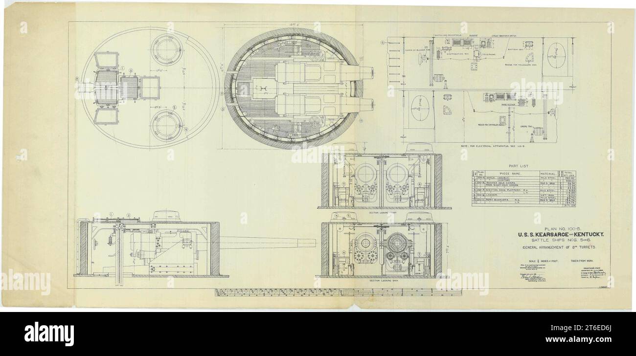 USS Kearsarge (BB-5) and USS Kentucky (BB-6)- General Arrangement of 8 ...