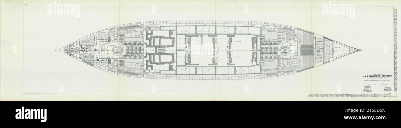 USS Kearsarge (BB-5) and USS Kentucky (BB-6)- General Arrangement of Platform Deck Stock Photo ...