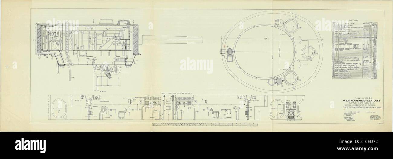 USS Kearsarge (BB-5) and USS Kentucky (BB-6)- General Arrangement of 13 Inch Turrets, Plan at ...