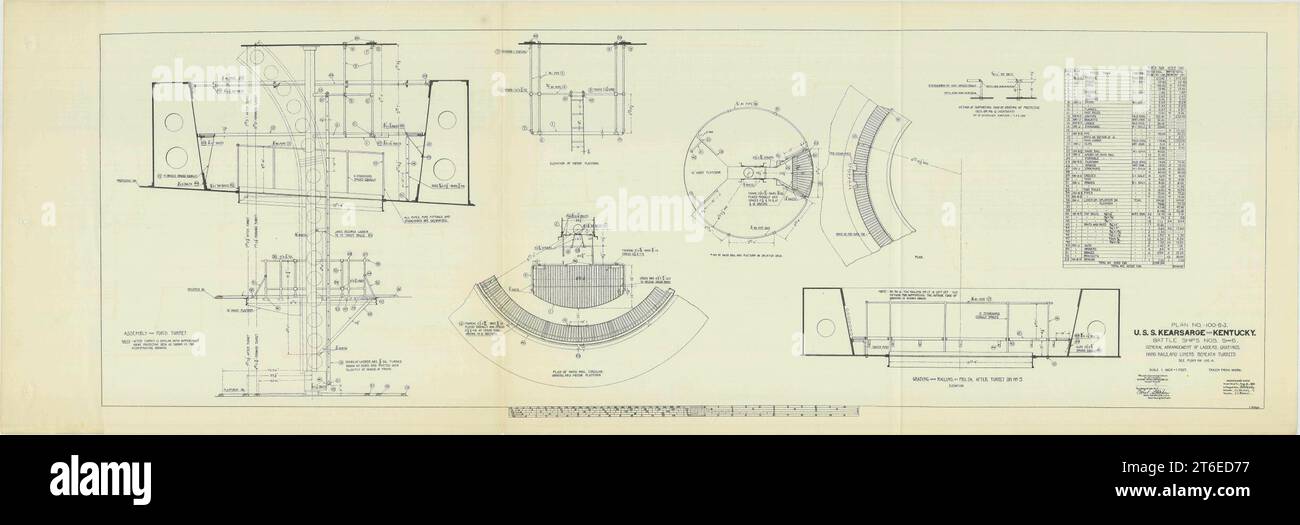 USS Kearsarge (BB-5) and USS Kentucky (BB-6)- General Arrangement of Ladders, Gratings, Hand ...