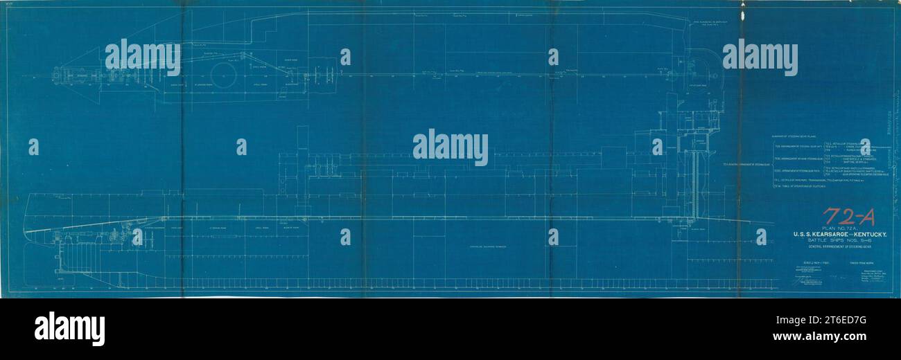 USS Kearsarge (BB-5) and USS Kentucky (BB-6)- General Arrangement of Steering Gear Stock Photo ...