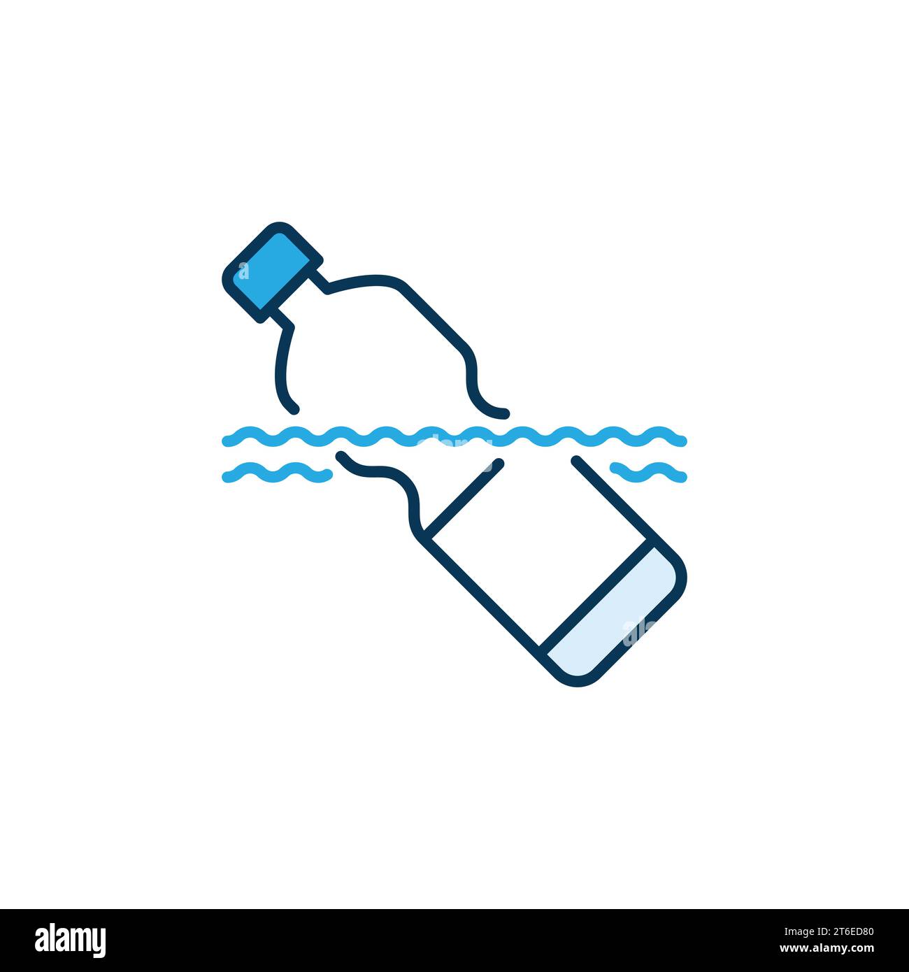 Plastic Bottle in Ocean vector Water Pollution concept modern icon or ...