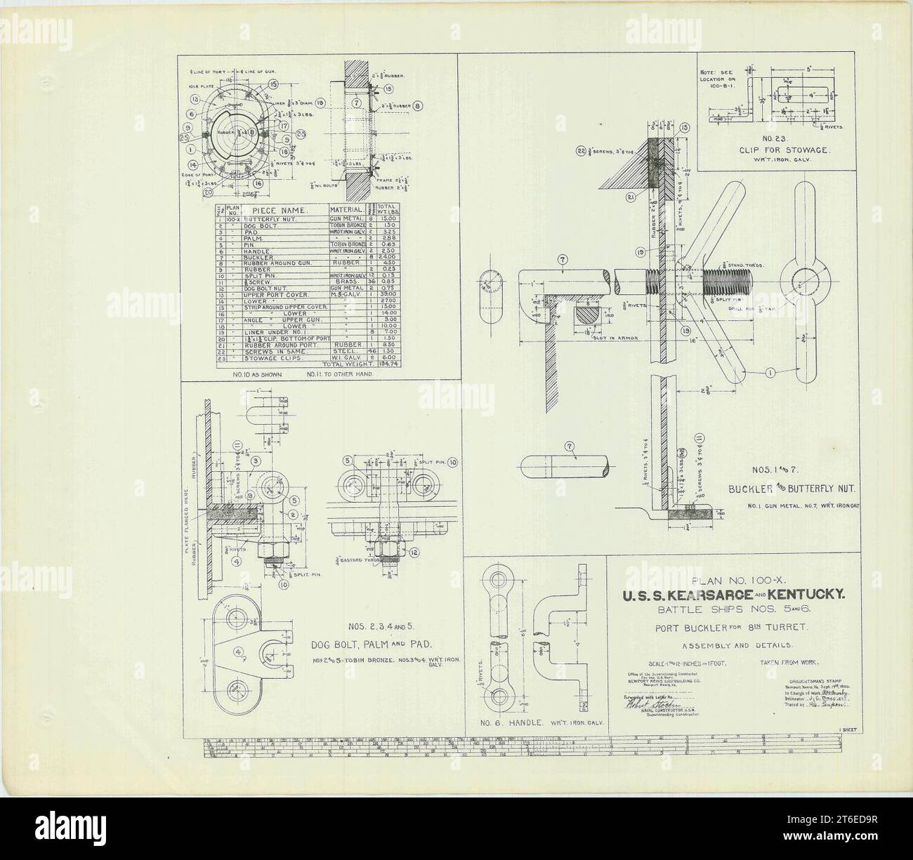 USS Kearsarge (BB-5) and USS Kentucky (BB-6)- Port Buckler for 8 Inch ...