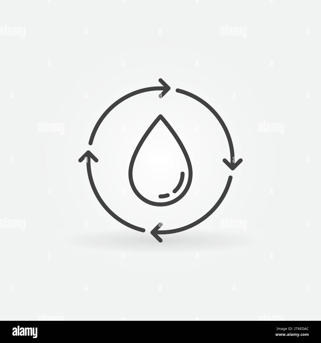 Water Recycling linear icon. Water Drop in Arrows vector concept ...