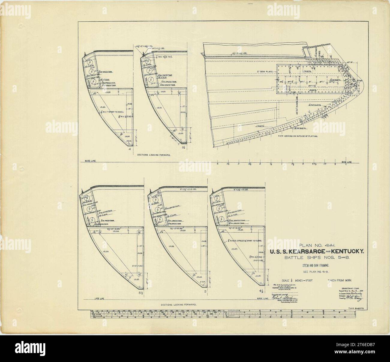 USS Kearsarge (BB-5) and USS Kentucky (BB-6)- Stem and Bow Framing Stock Photo - Alamy