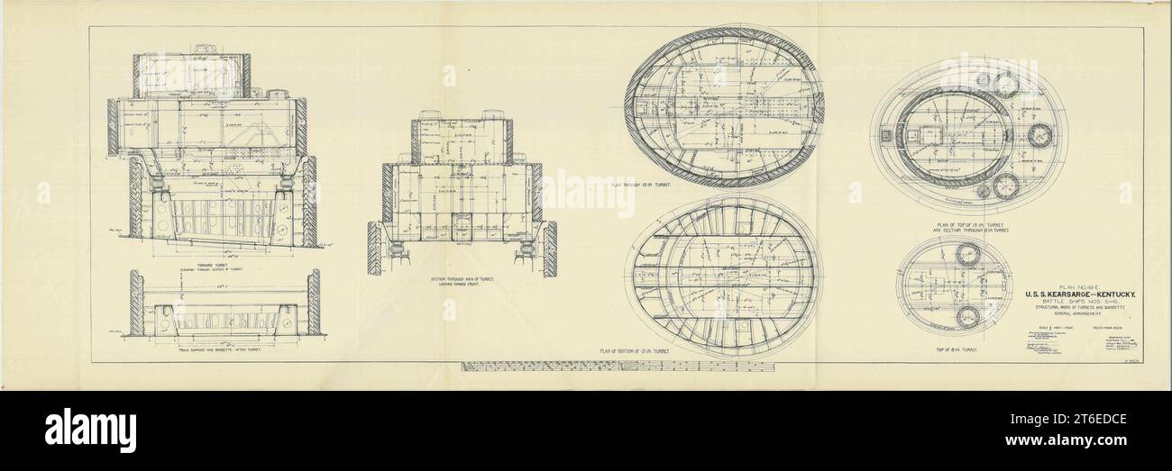 USS Kearsarge (BB-5) and USS Kentucky (BB-6)- Structural Work of Turrets and Barbette General ...
