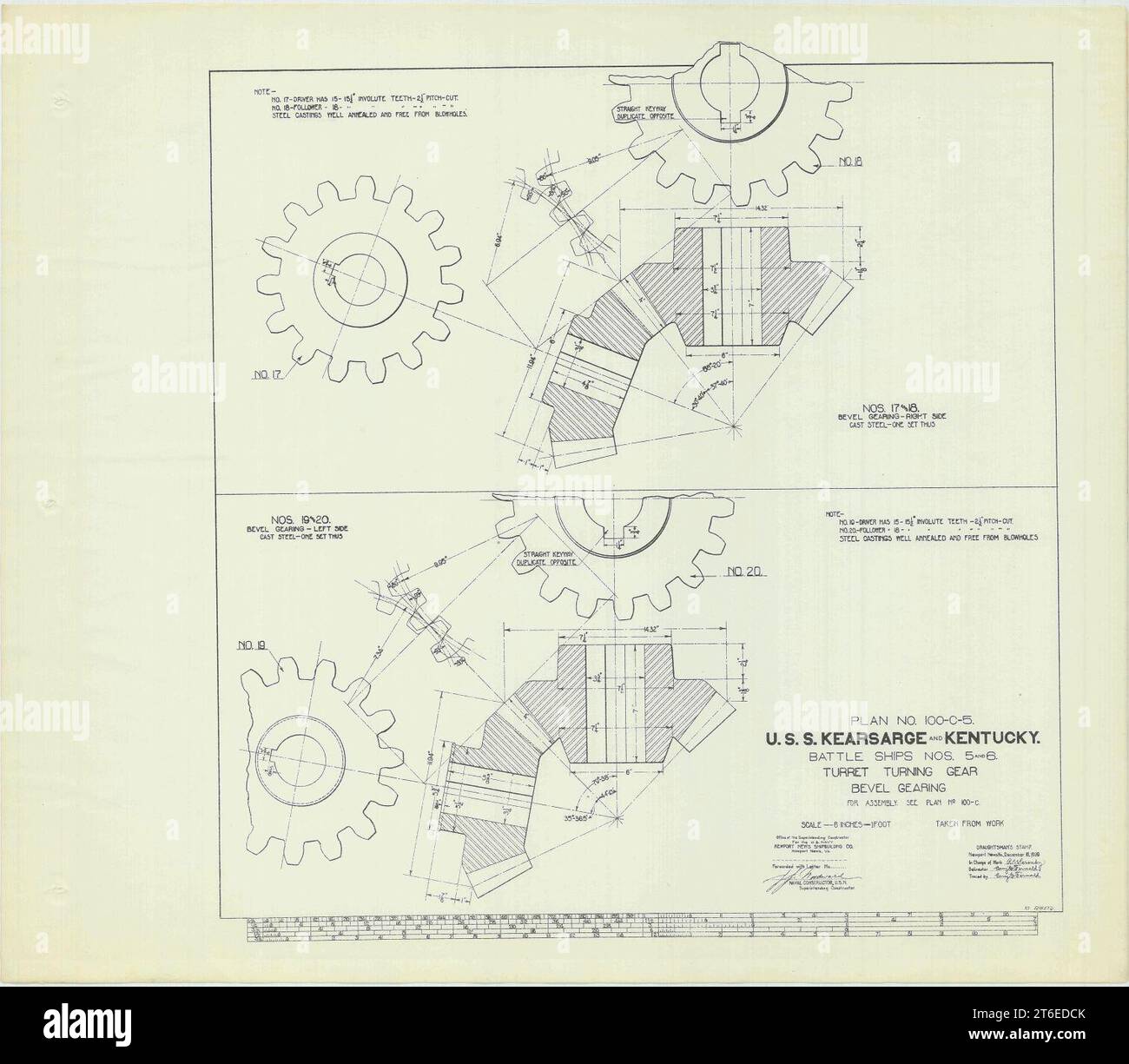 USS Kearsarge (BB-5) and USS Kentucky (BB-6)- Turret Turning Gear, Bevel Gearing Stock Photo - Alamy