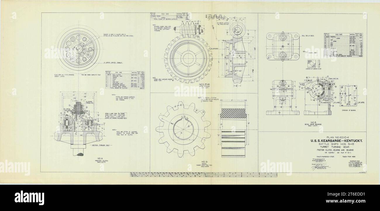 USS Kearsarge (BB-5) and USS Kentucky (BB-6)- Turret Turning Gear ...