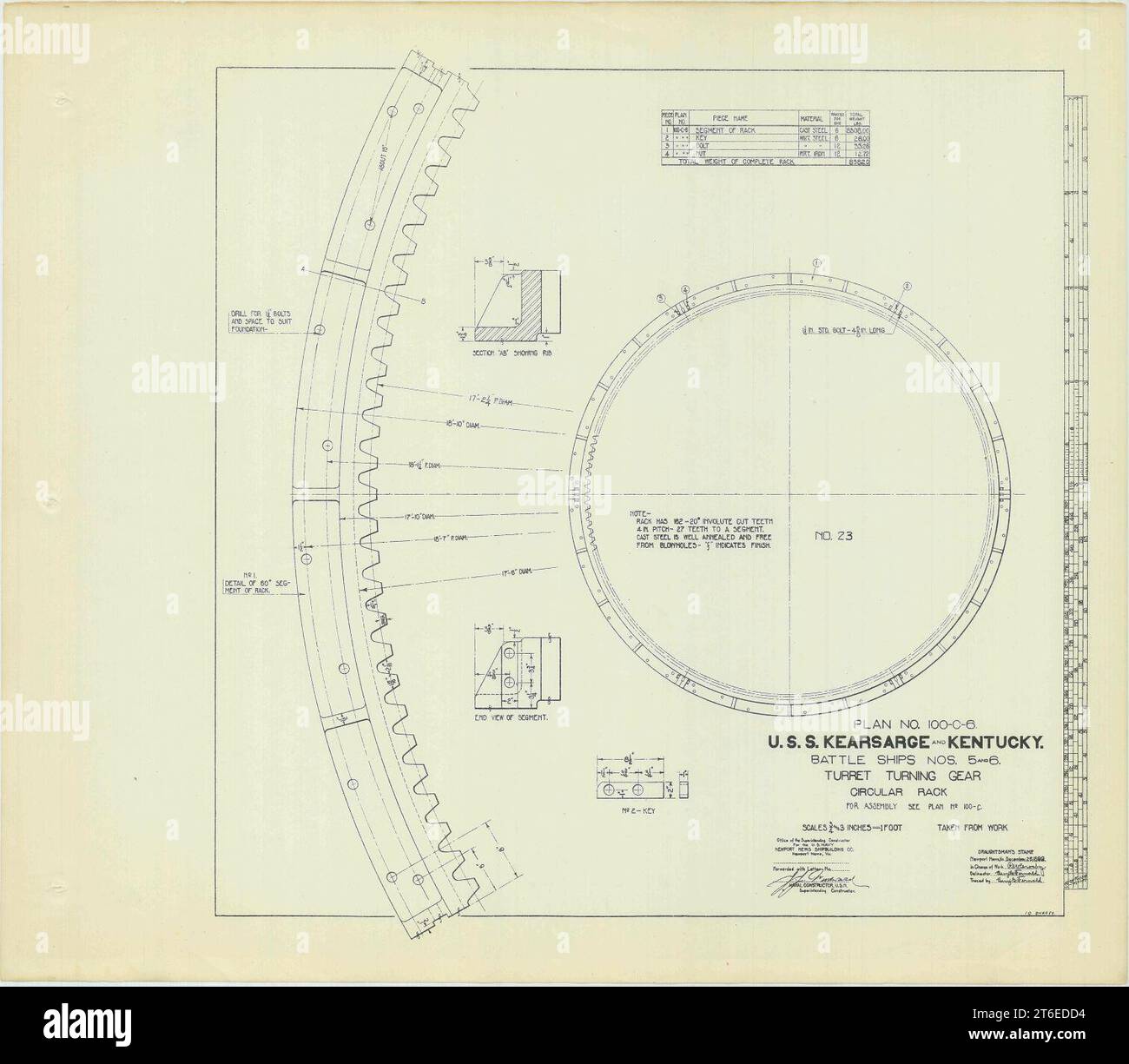 USS Kearsarge (BB-5) and USS Kentucky (BB-6)- Turret Turning Gear, Circular Rack Stock Photo - Alamy