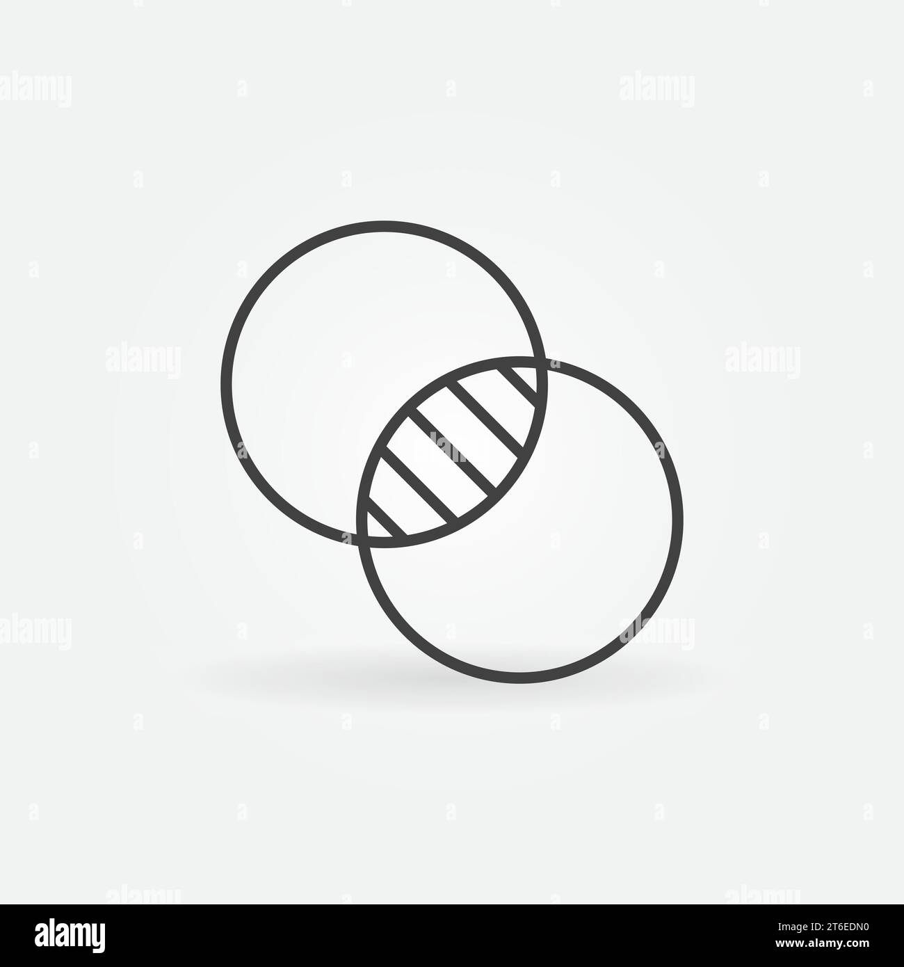 Intersection of Two Circles vector thin line Overlay concept icon or ...