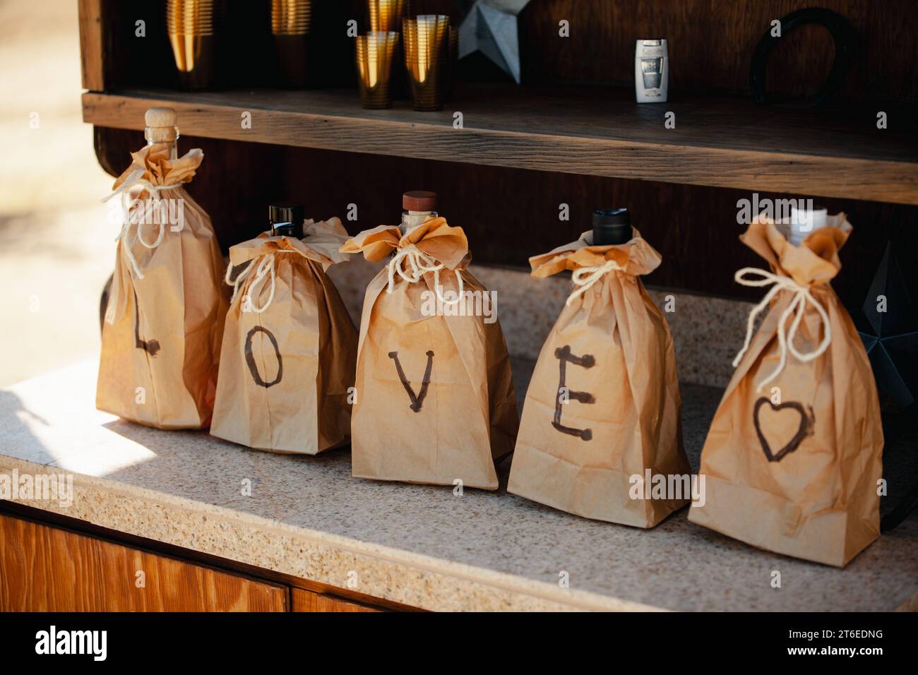 Bar with hard liquor bottles hidden in paper bags. No drinking policy ... Bar with hard liquor bottles hidden in paper bags. No drinking policy ...
