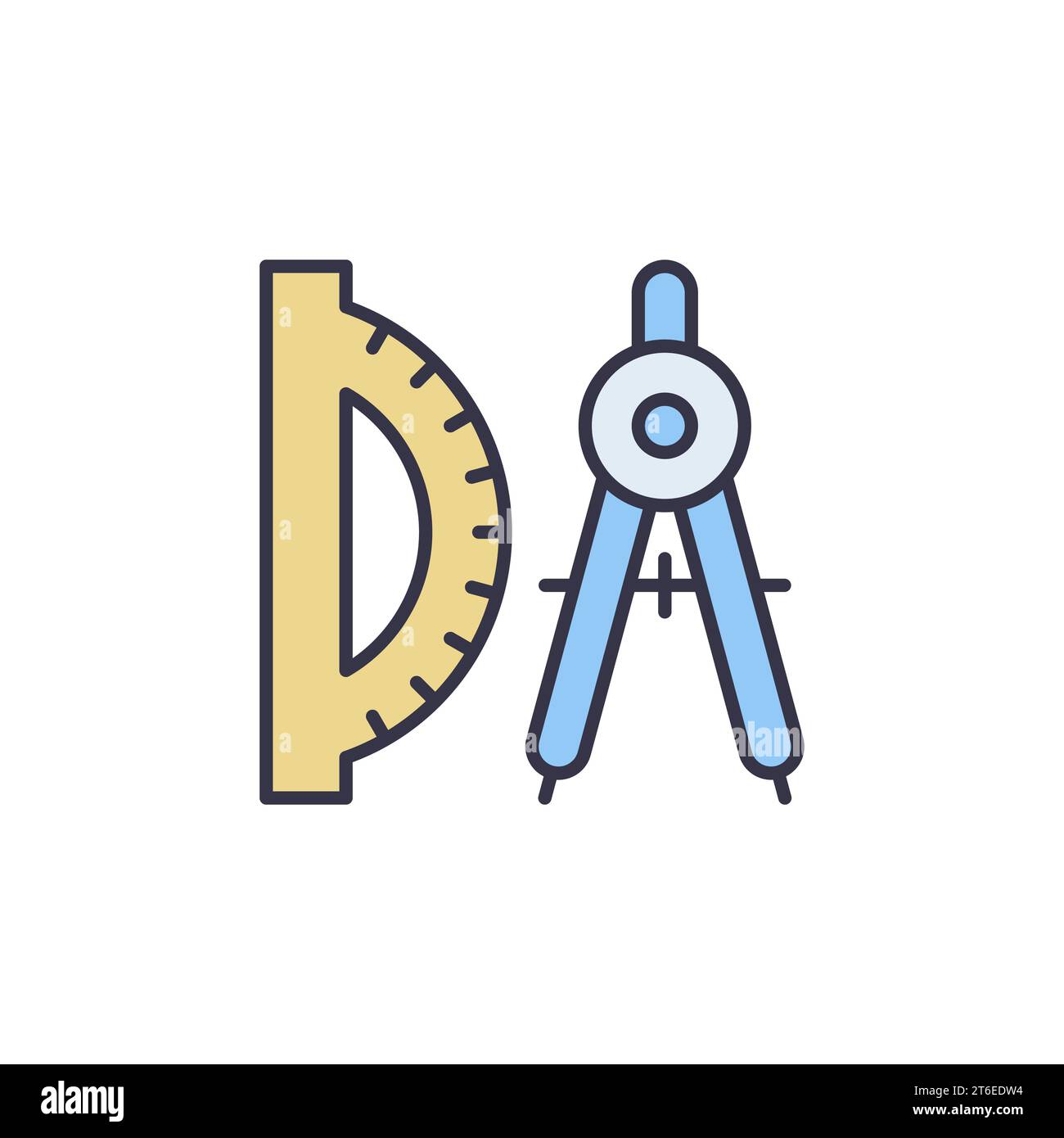 Compass and Protractor vector concept Geometry Measurement colored icon ...