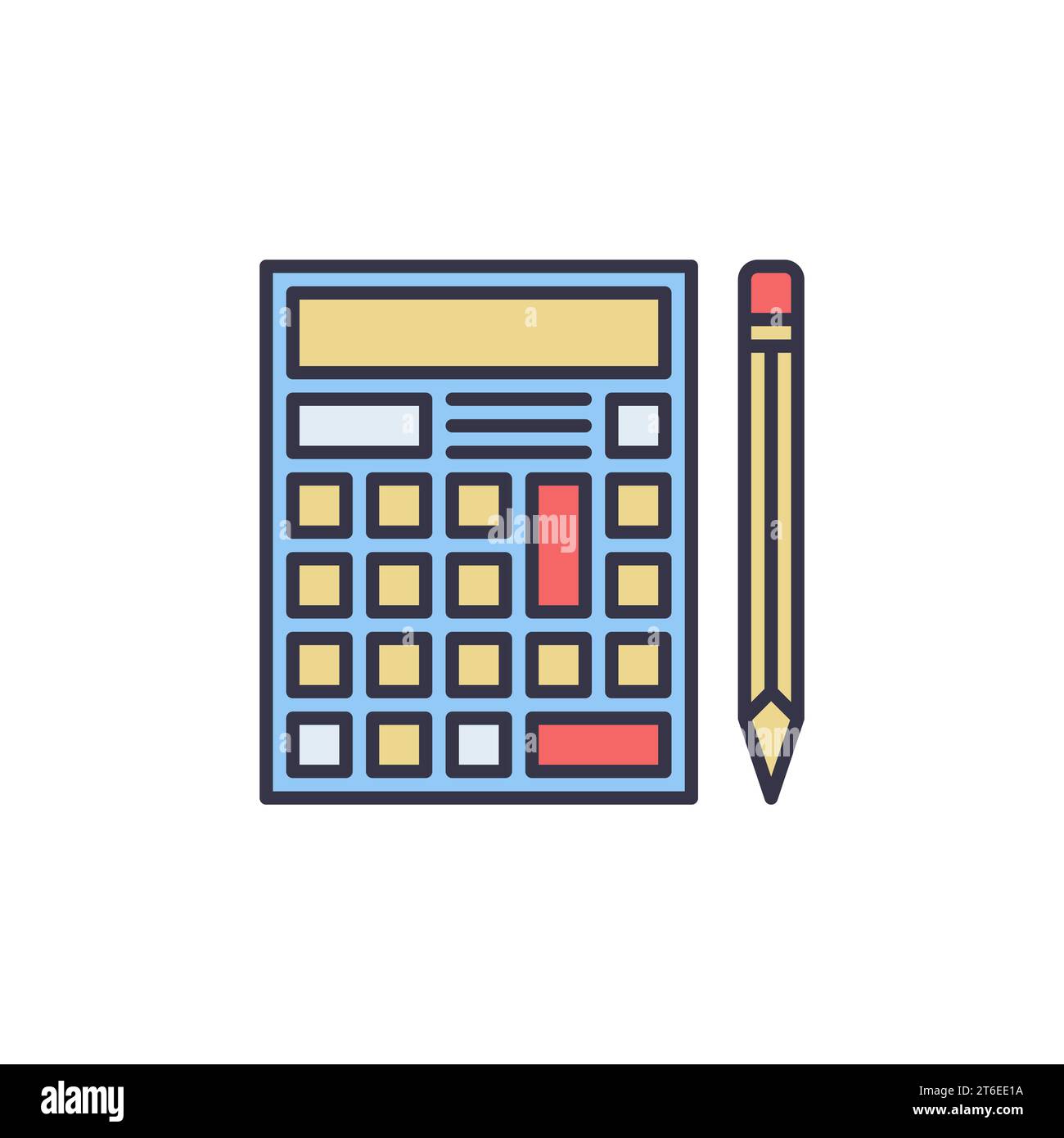 Calculator or Calc with Pencil vector concept colored icon or symbol ...