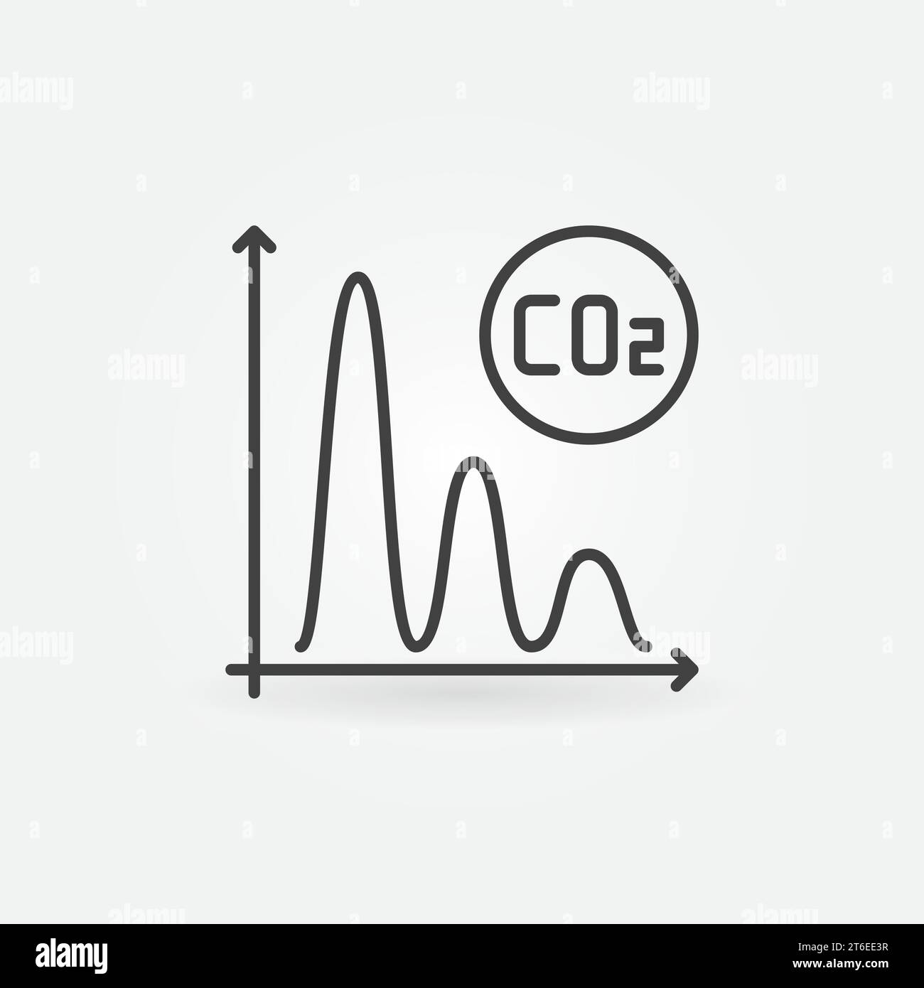 Carbon Dioxide CO2 Area Chart vector concept icon or sign in outline ...