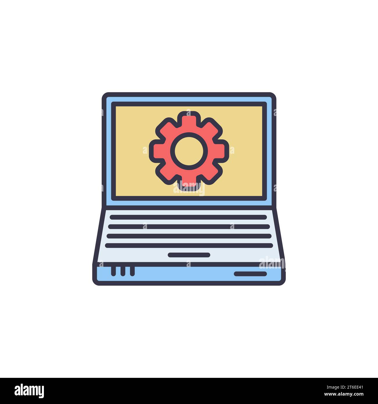 Laptop with Cog Wheel vector Settings or Update process concept ...