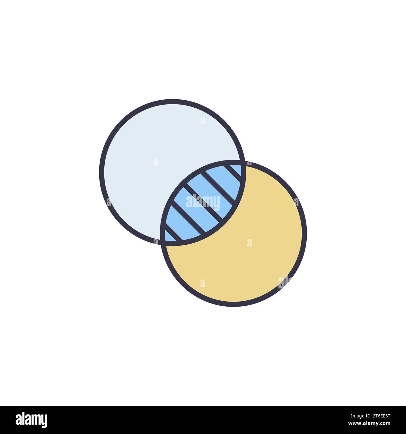Intersection of Two Circles vector Overlap concept modern icon or ...