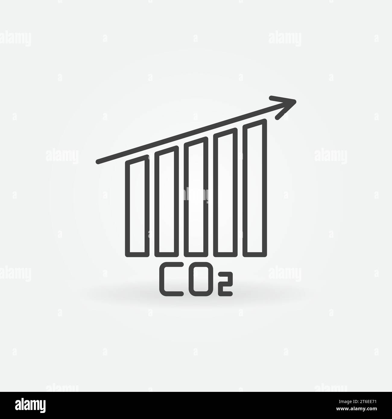 CO2 Carbon Dioxide Bar Chart with Arrow outline vector concept icon or ...