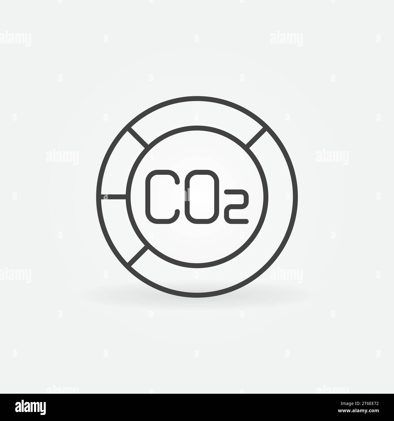 Carbon Dioxide CO2 Pie Chart vector concept icon or sign in outline ...