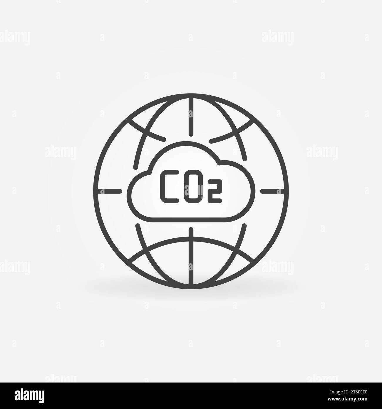 Carbon Dioxide CO2 Earth Globe vector concept icon or symbol in thin ...