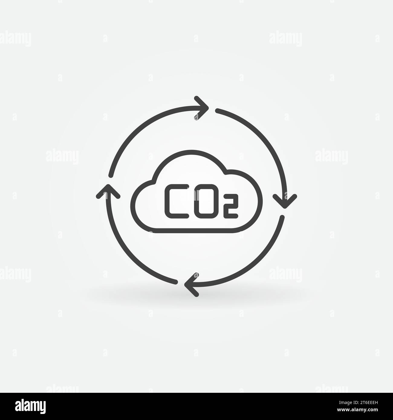 Carbon Dioxide CO2 inside Arrows outline vector concept icon or design ...