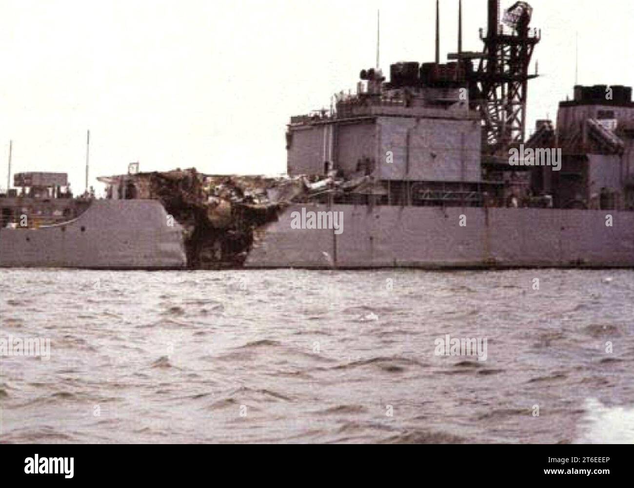 USS Kinkaid (DD-965) following her collision with MV Kota Petani in the ...