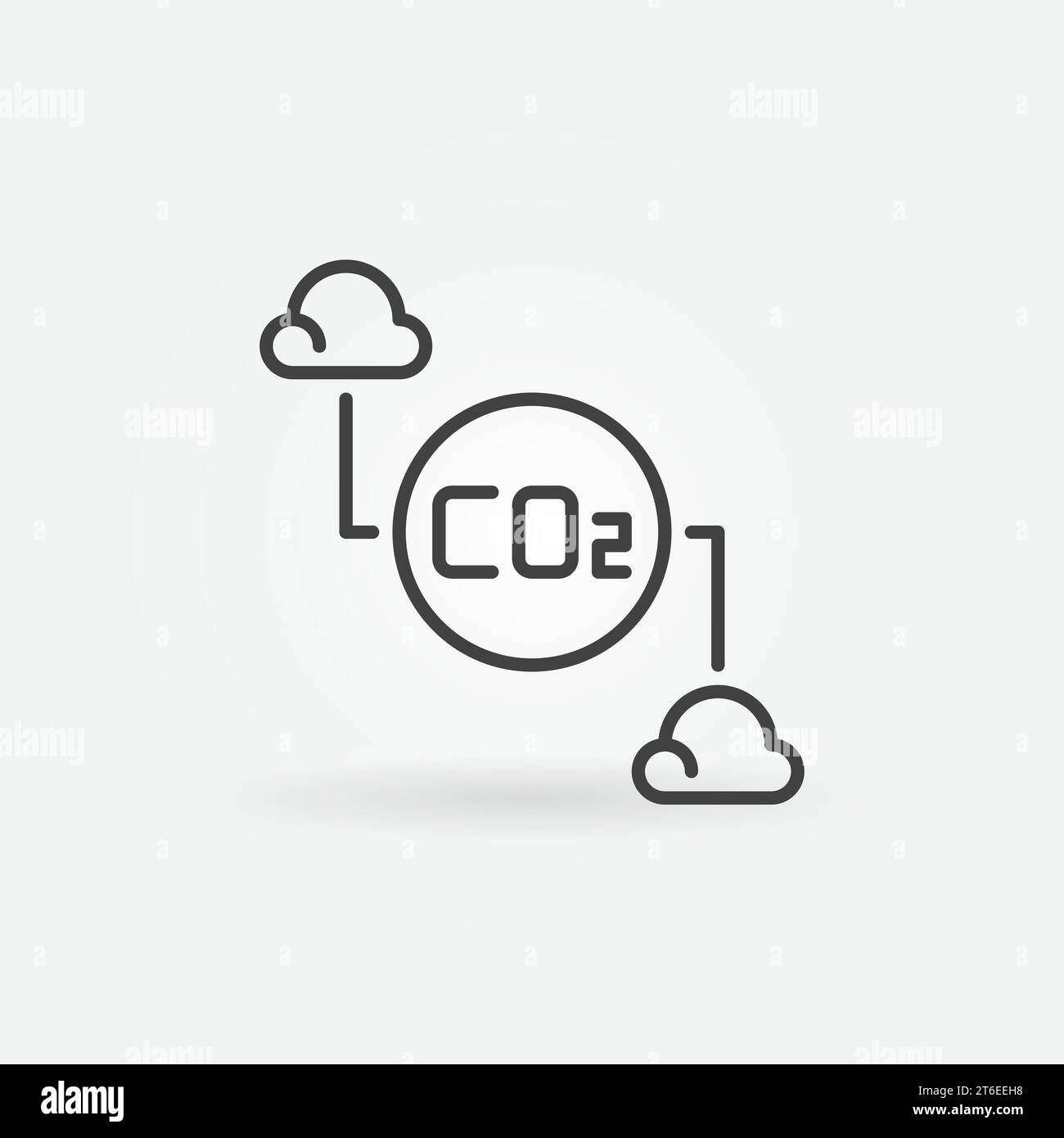 Carbon Dioxide CO2 with Clouds outline vector Ecology concept icon or ...