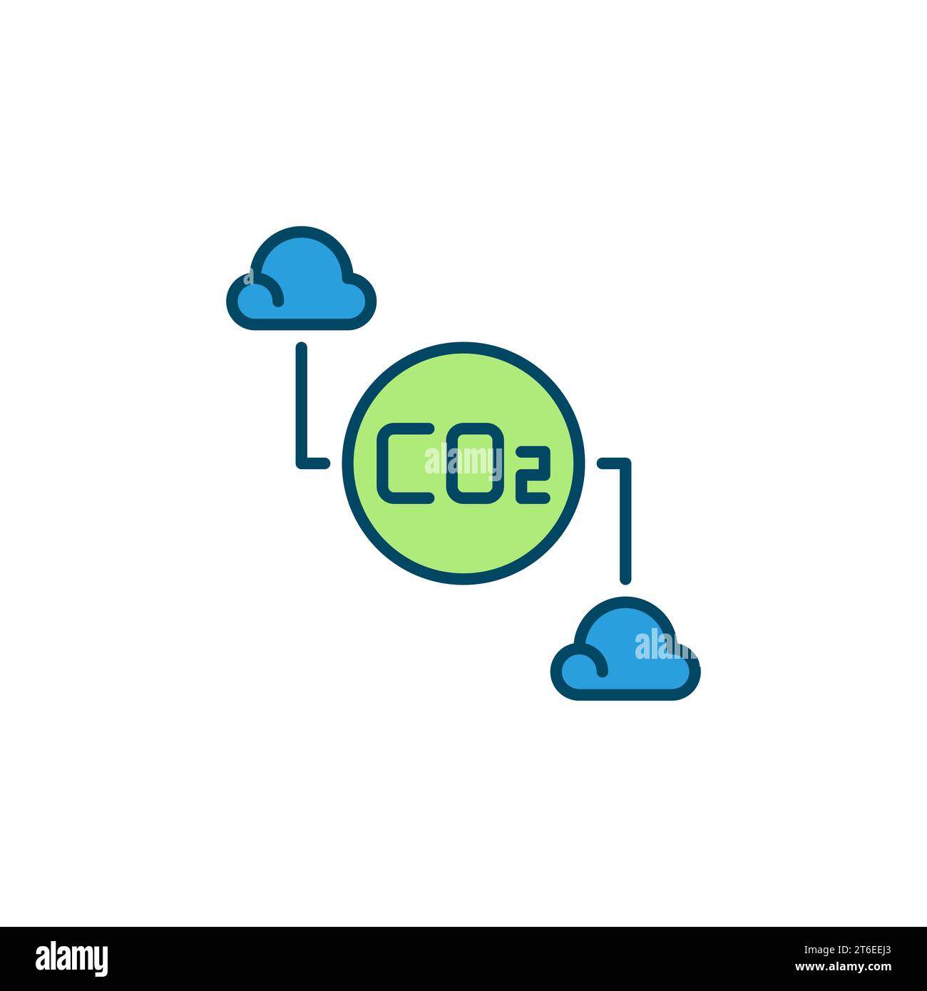 Clouds and Carbon Dioxide CO2 vector Ecology concept colored icon or ...