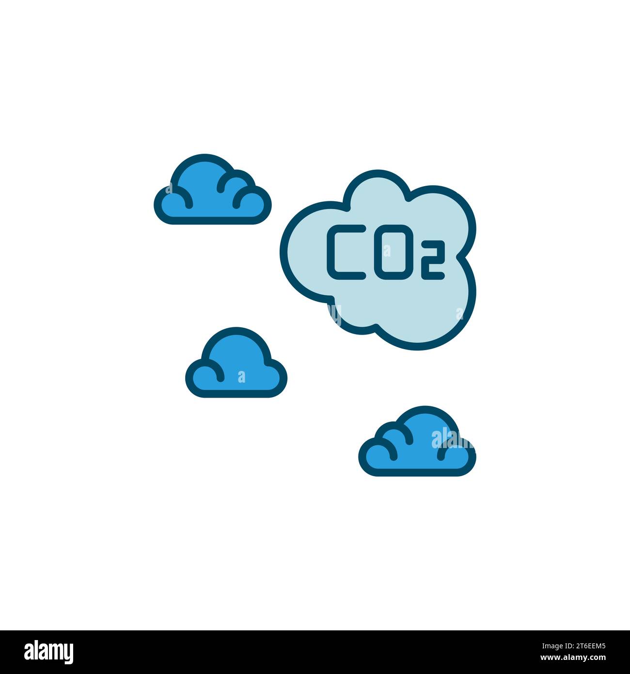 Carbon Dioxide CO2 and Clouds vector concept colored icon or symbol ...