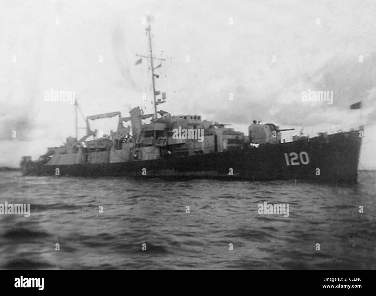 USS Kline (APD-120) anchored off Manila, Philippines, in July 1945 ...