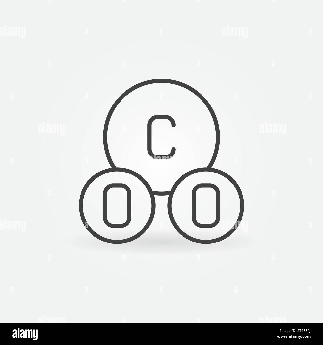 Carbon Dioxide CO2 Chemical Formula vector Molecule Model concept icon or sign in outline style ...