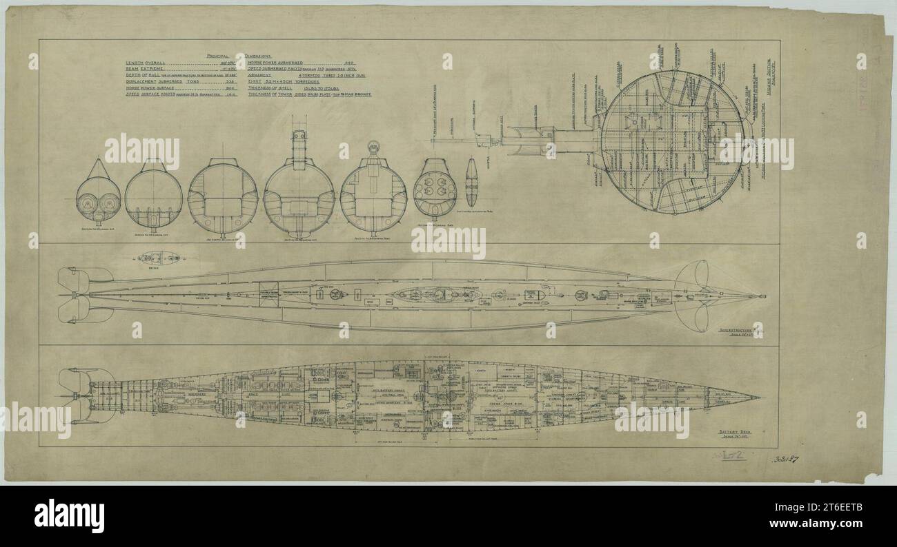USS L-2 (SS-41)- Superstructure Deck; Battery Deck Stock Photo - Alamy
