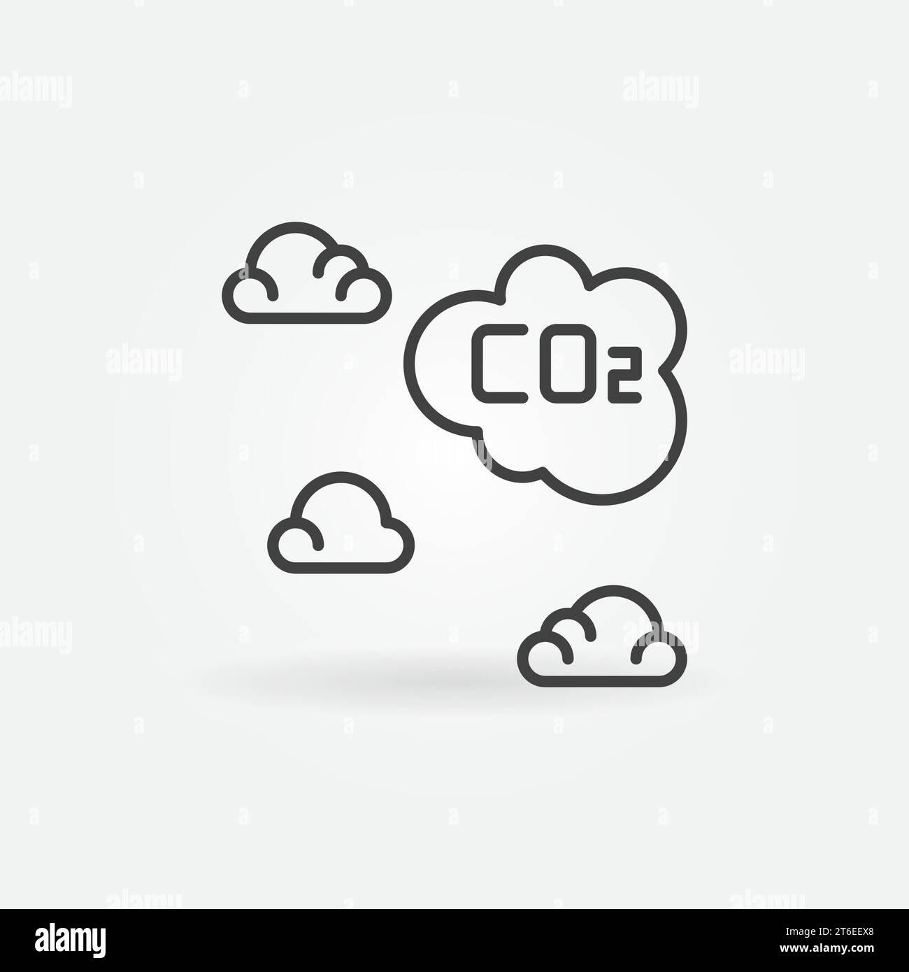 Clouds and Carbon Dioxide CO2 vector concept icon or sign in outline ...